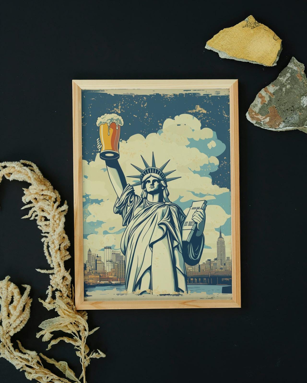 Statue of Liberty BEER Poster, Funky Kitchen Wall Art, Home Bar Prints ...