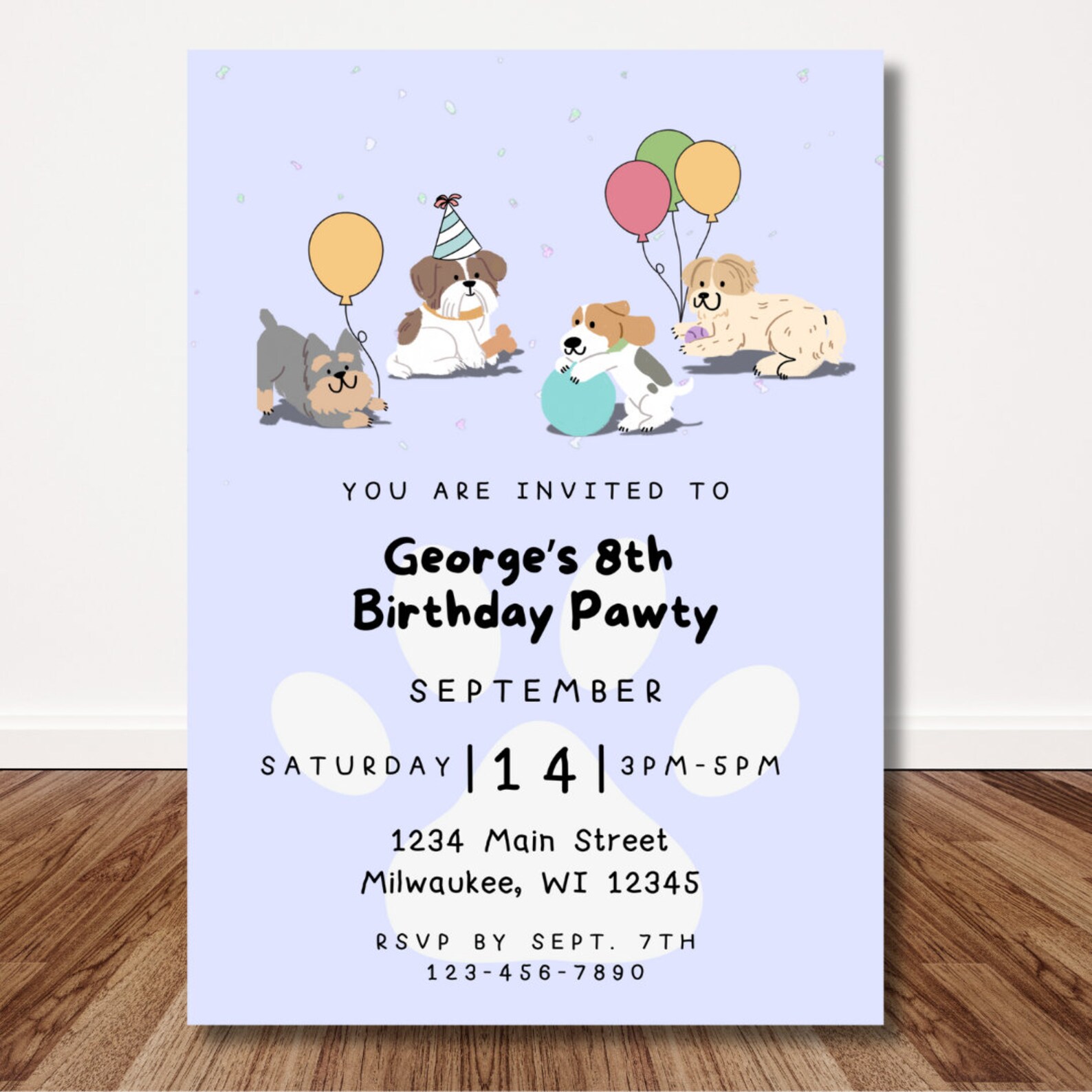 PAWTY Puppy Dog Themed Birthday Party Invitation Custom Template ...