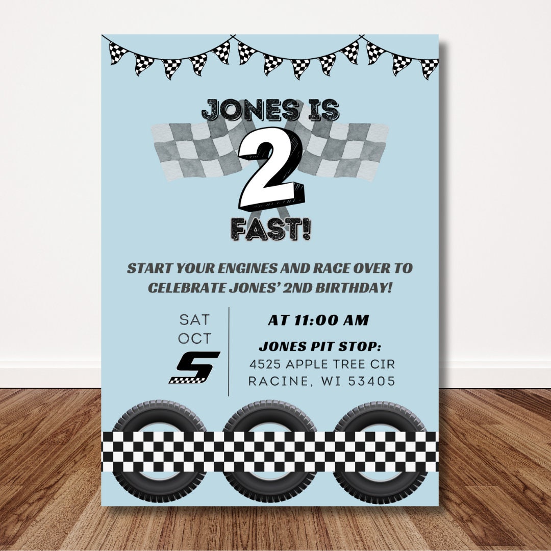 Toddler TWO Fast 2 Fast Birthday Invitation Customizable Template ...