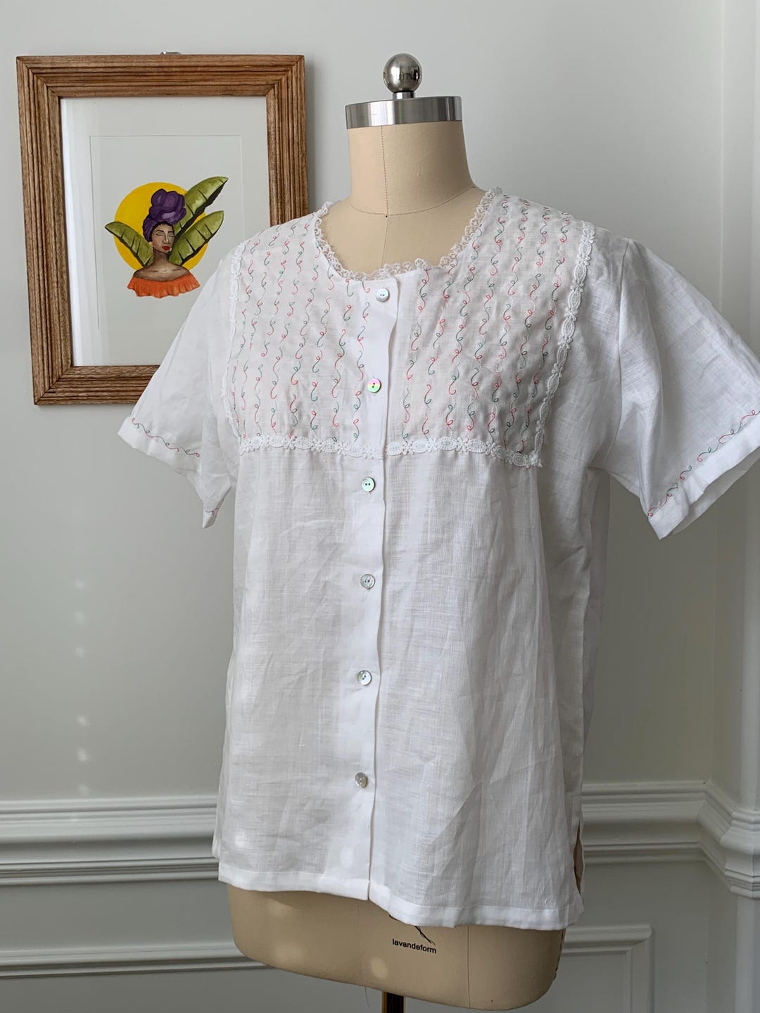 Embroidery Linen Blouse - Etsy