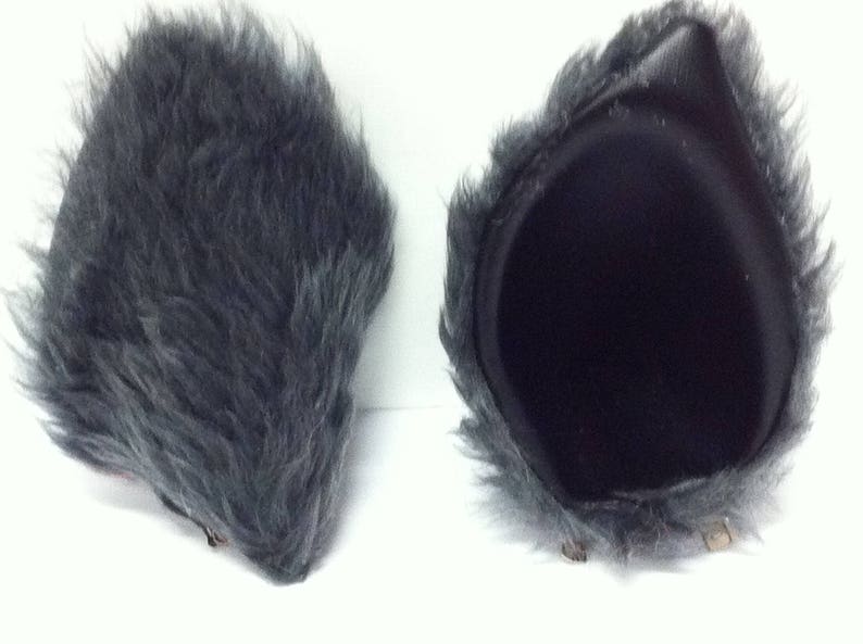 Dark Grey Ears on Clips With Stiff Black Inner Wolf Ears - Etsy