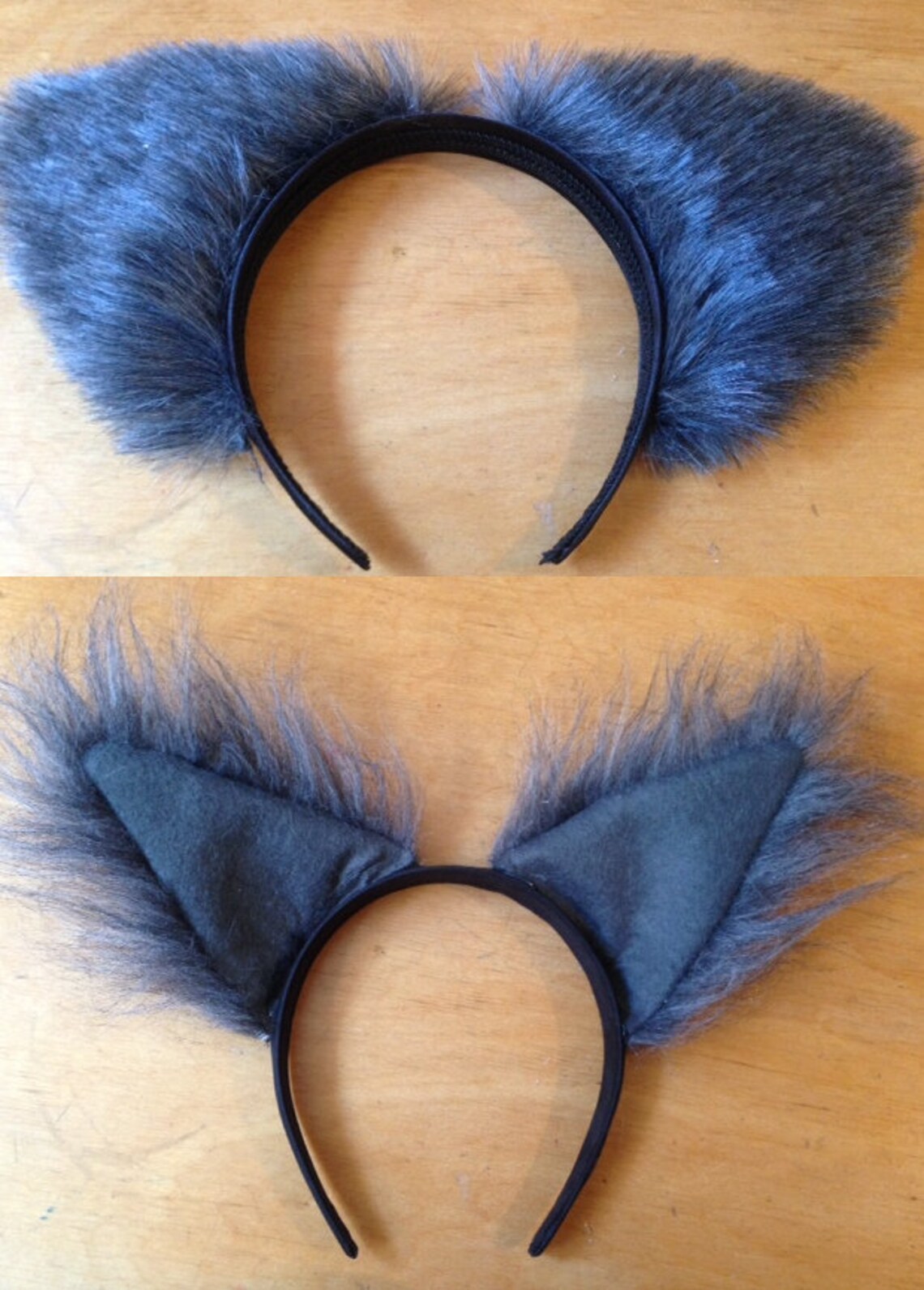 Grey wolf headband ears in two shapes - Etsy Polska