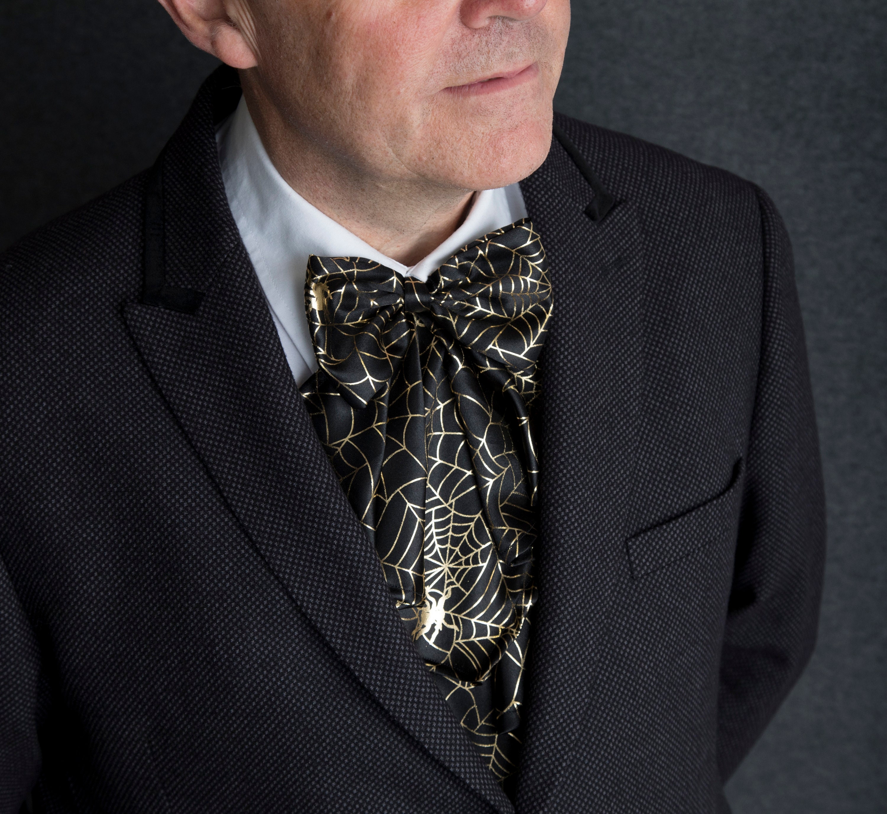 Gold and Black Spidersweb Cravat. Halloween Necktie. - Etsy