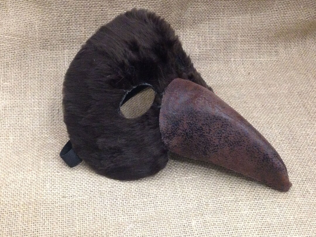 Faux Fur Brown Bird Mask - Steampunk Bird Mask - Plague Doctor Mask ...