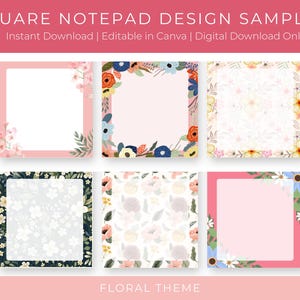 Printable Square Notepads Personalized Templates Cute Designs Memo Pads ...