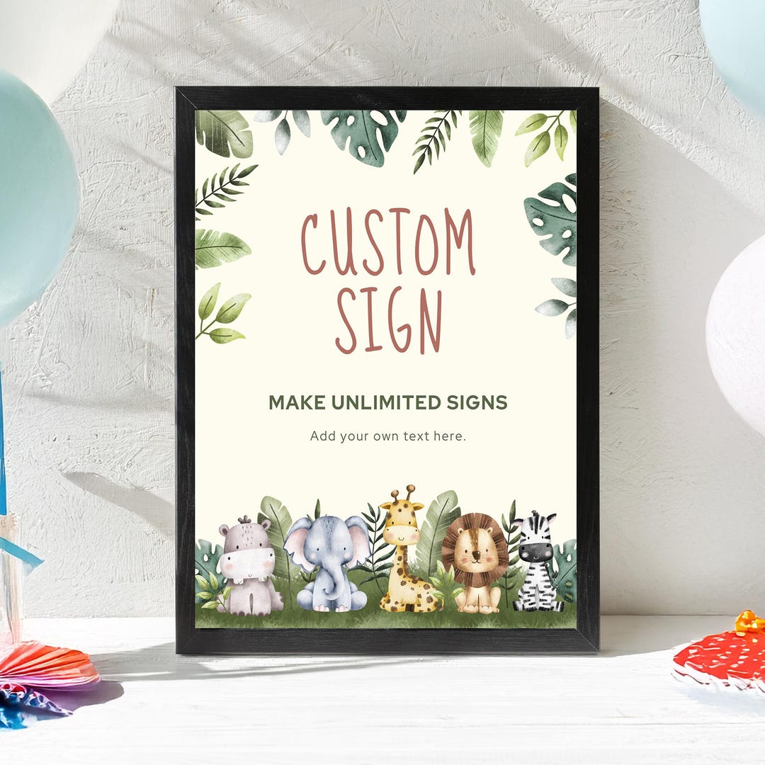 Wild One Birthday Sign Template | Editable Canva Sign | Safari Jungle ...