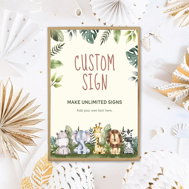 Wild One Birthday Sign Template | Editable Canva Sign | Safari Jungle ...