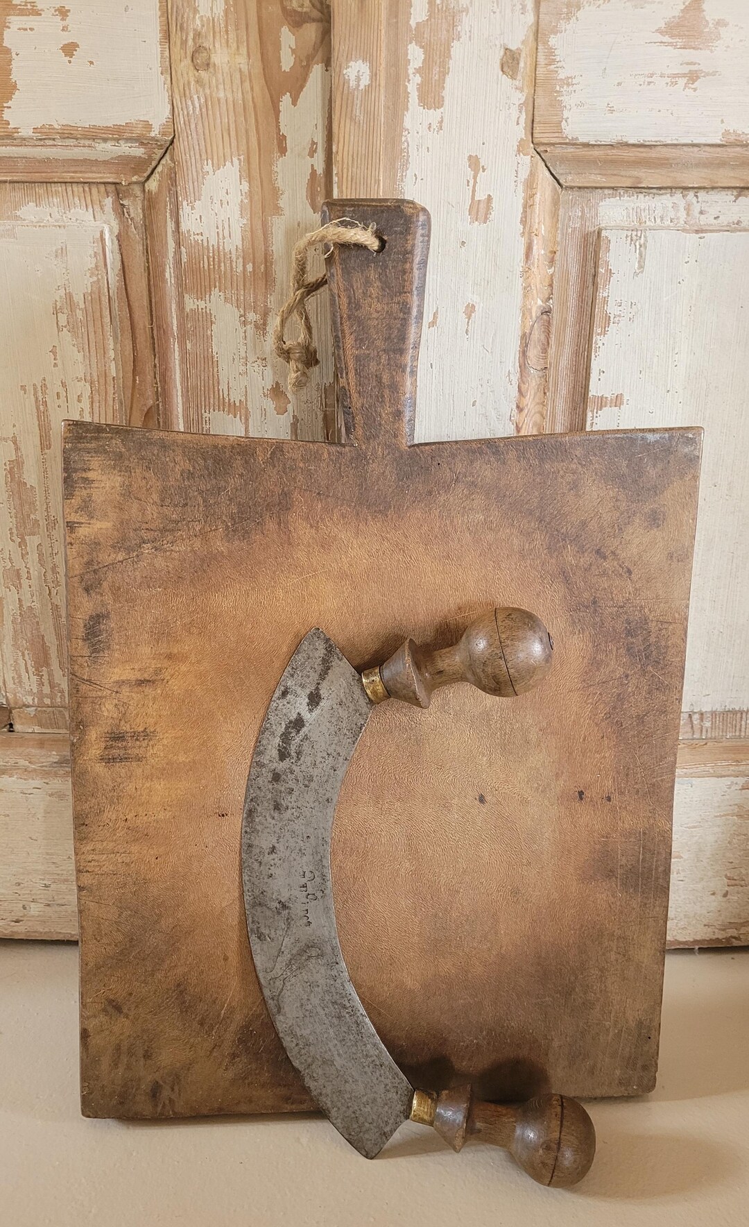 Vintage Italian Wooden Chopping Board and Mezzaluna Herb Chopper - Etsy