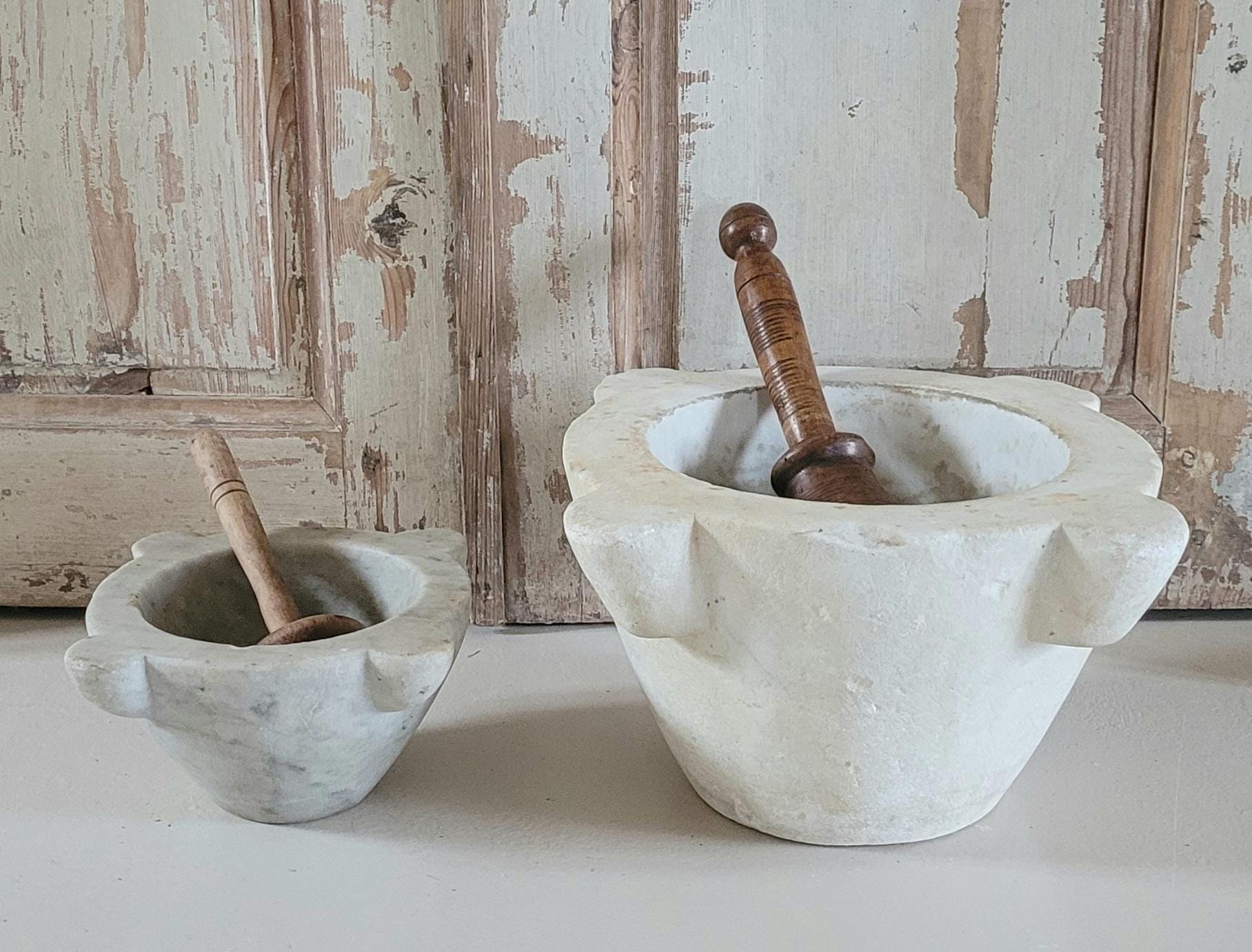 HUGE Antique Italian Marble Mortar and Wooden Pestle, 19th Century. - Etsy