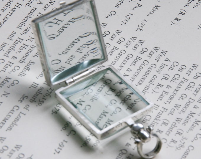 Square Glass Locket Sterling Silver Double Sided 8 - Etsy