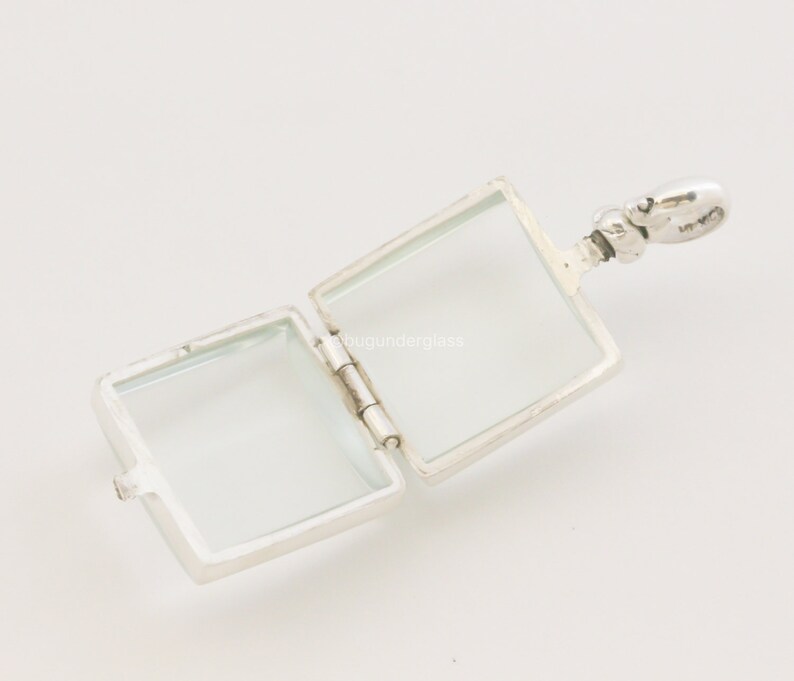 Small Square Glass Locket Keepsake Sterling Silver 7 | Etsy