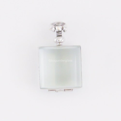 Small Square Glass Locket Keepsake Sterling Silver 7 | Etsy