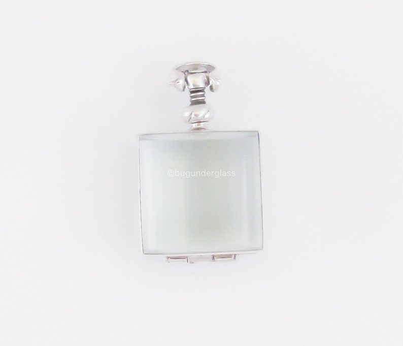 Small Square Glass Locket Keepsake Sterling Silver 7 | Etsy