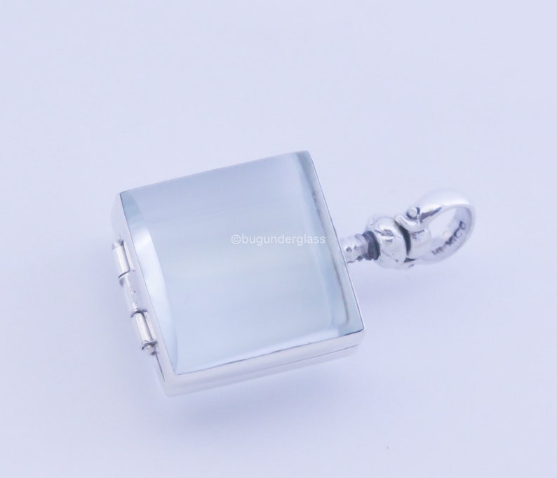 Small Square Glass Locket Keepsake Sterling Silver 7 | Etsy