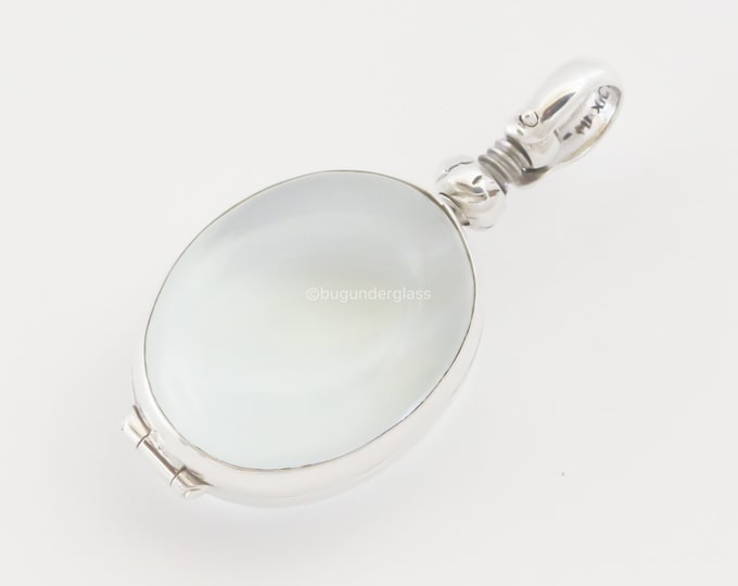 Clear Glass Locket Pendant Necklace Silver Round Sterling Silver Glass ...