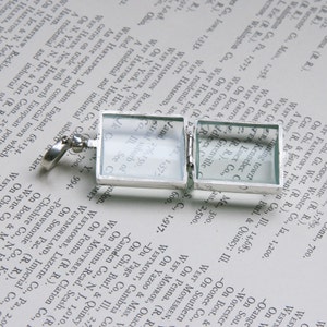 Square Glass Locket Sterling Silver Double Sided #8 - Etsy