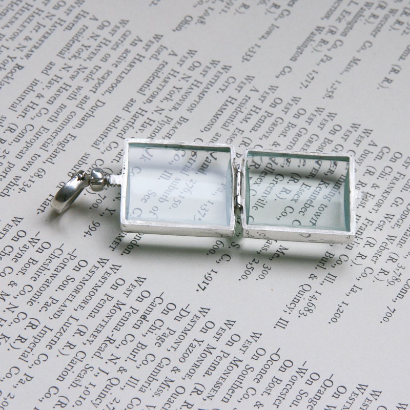 Square Glass Locket Sterling Silver Double Sided 8 - Etsy UK