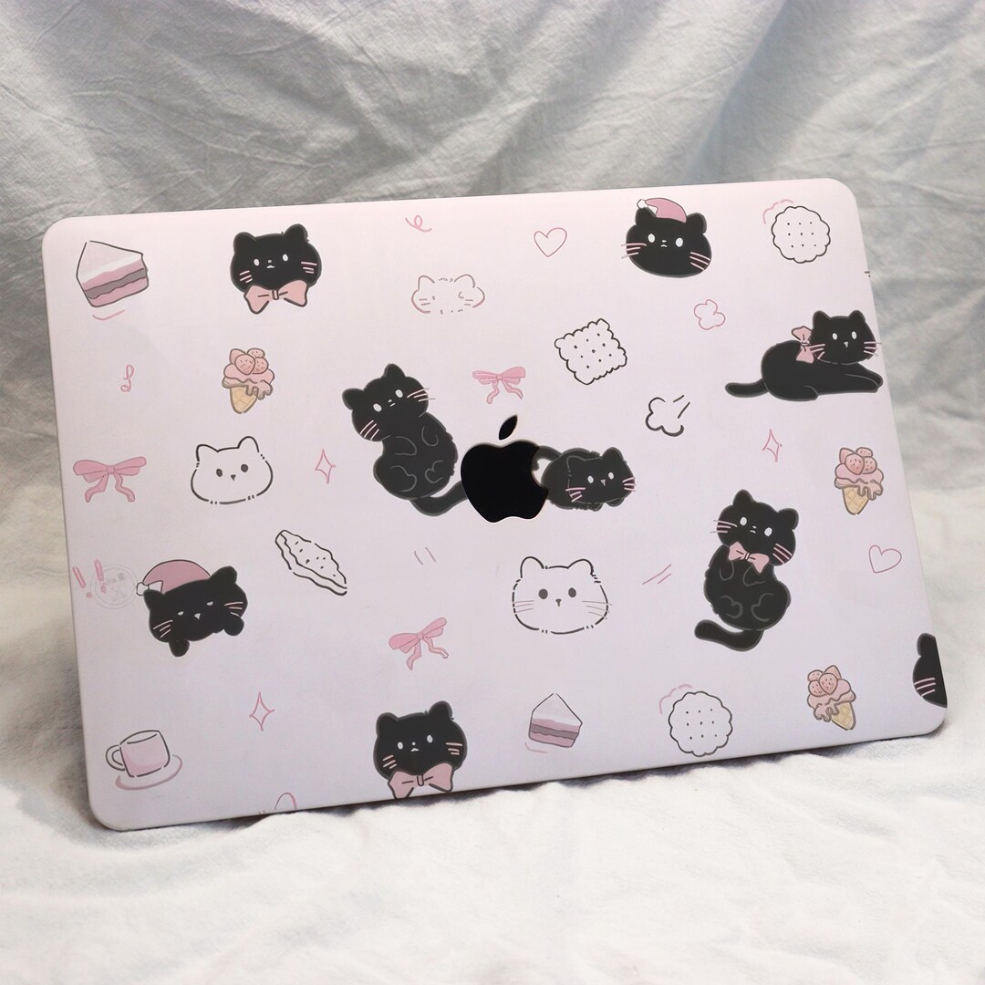 Cute Pink Bows Cats Hard MacBook Case Laptop Cover for MacBook Air 15 ...