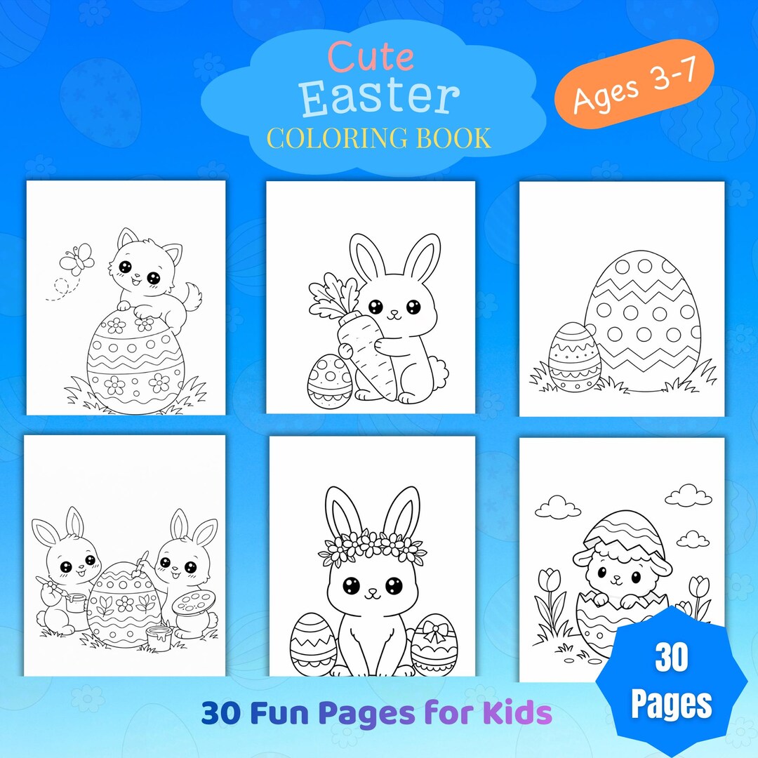 Easter Coloring Pages for Kids, Cute Bunny Chick Coloring Book ...