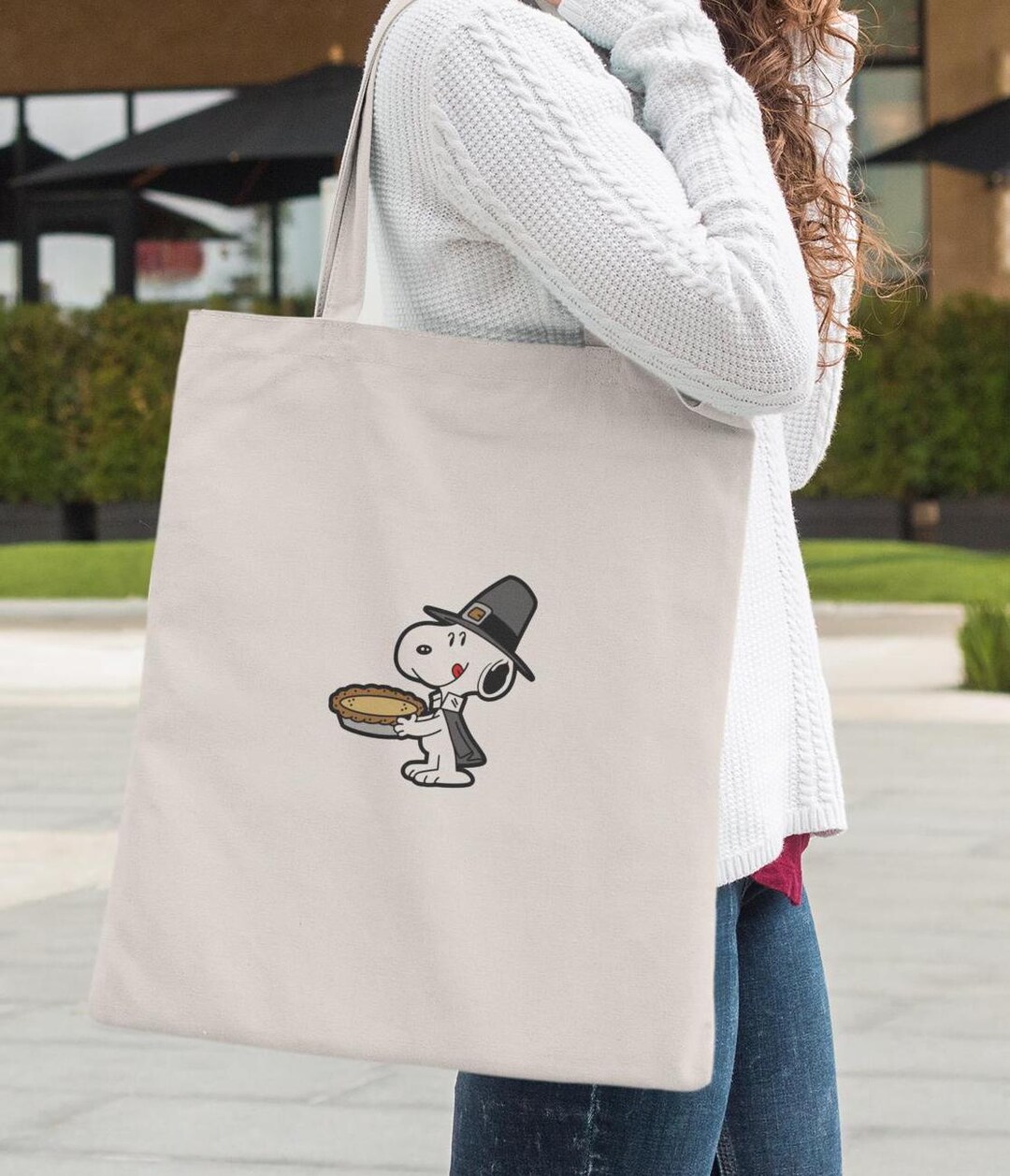 Snoopy great Pie Tote Bag, Snoopy Tote, Natural, Cotton Canvas Tote Bag ...