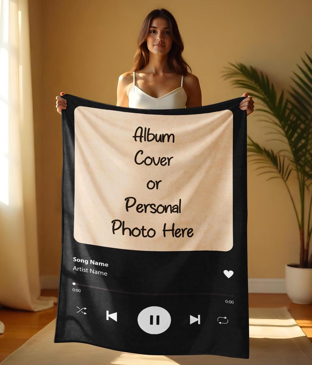 Custom Music Photo Blanket, Photo Blanket With Your Song, Personalized ...
