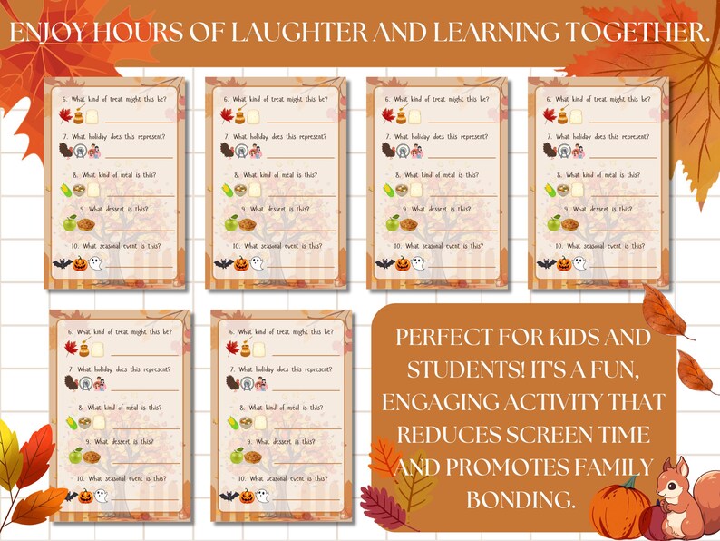 Fun Fall Emoji Pictionary for Kids, Autumn Fall Games, Fun Fall ...