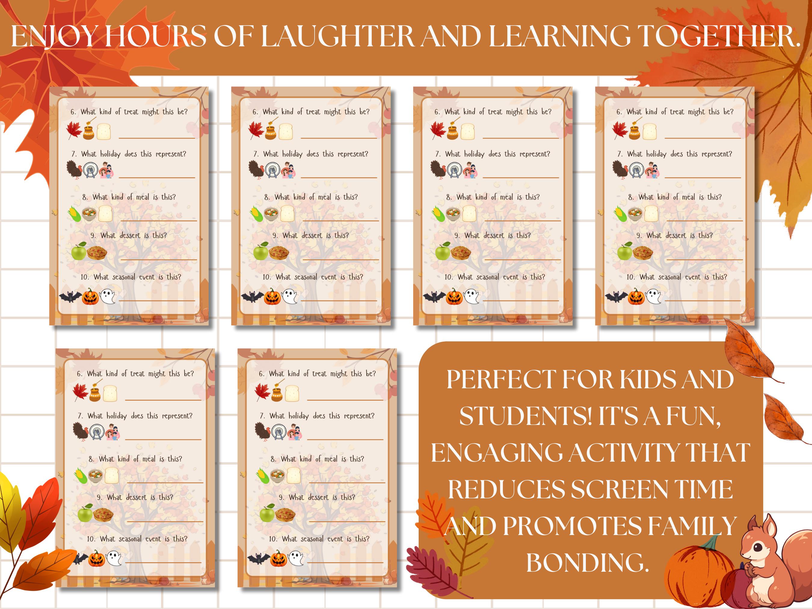 Fun Fall Emoji Pictionary for Kids, Autumn Fall Games, Fun Fall ...