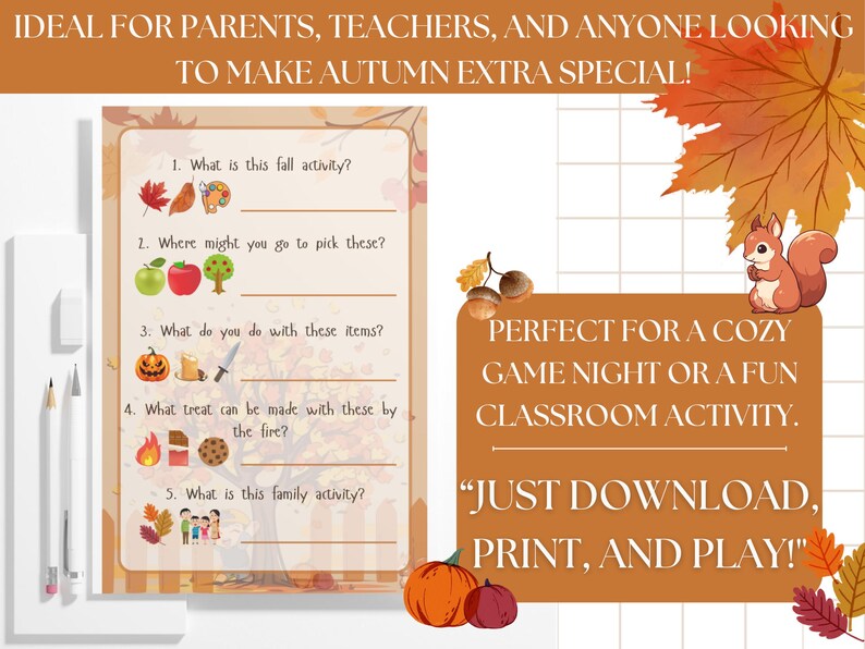 Fun Fall Emoji Pictionary for Kids, Autumn Fall Games, Fun Fall ...