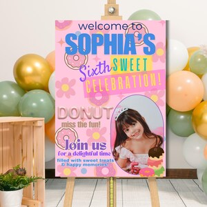 Donut Theme Welcome Birthday Signage, Colorful Welcome Sign, Sweet ...