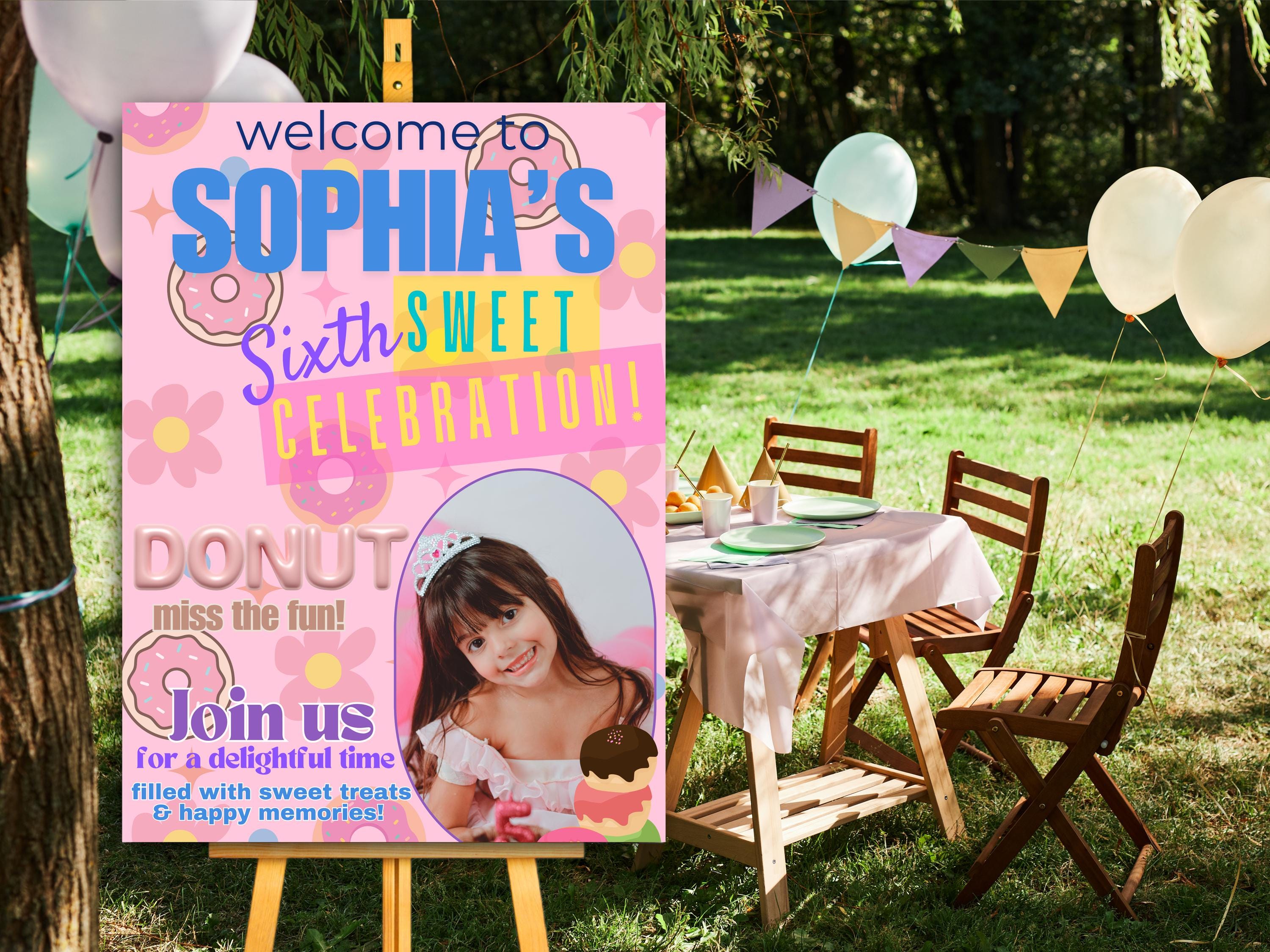 Donut Theme Welcome Birthday Signage, Colorful Welcome Sign, Sweet ...