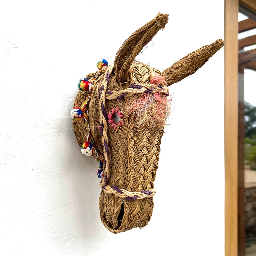 Cabeça de burro, tamanho L, cabeça de burro de vime, troféu de animal ...