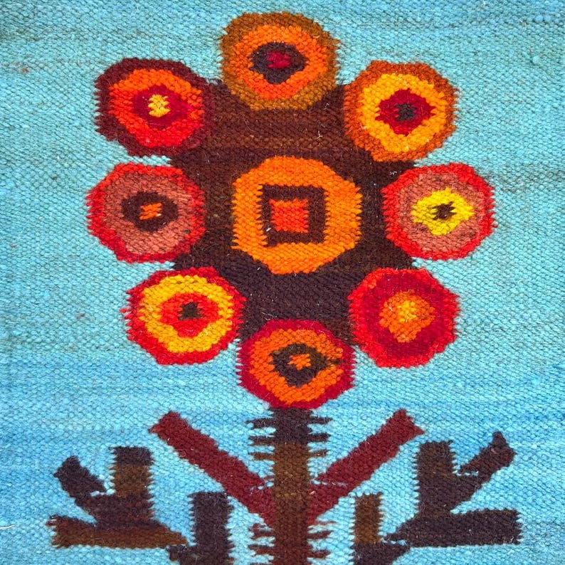 Vintage Polish Woven Tapestry: Abstract Floral Wall Hanging - Etsy Portugal