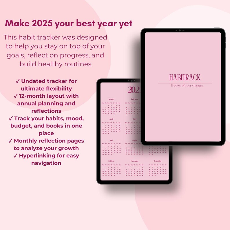 Habit Tracker Journal | Yearly Habit Tracker | Monthly Habit Tracker | Money Tracker | Mood ...