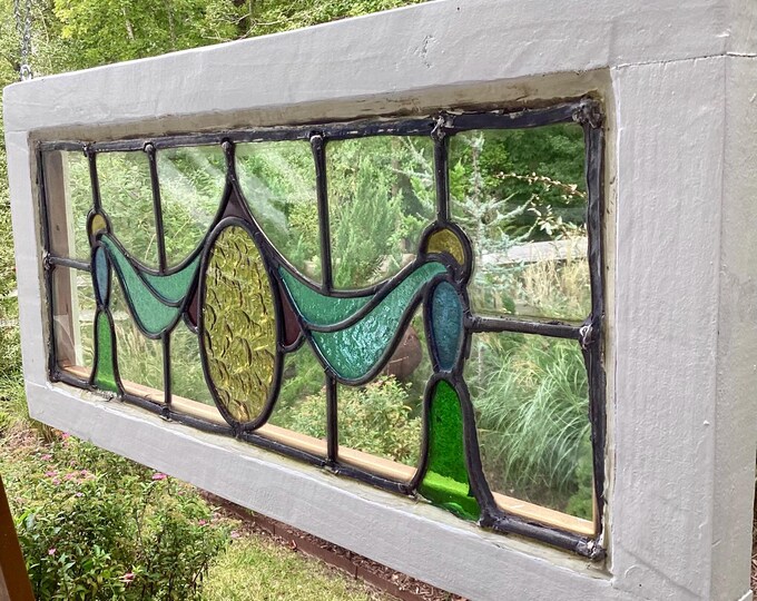 Antique Stained Glass Panel: Art Deco Floral Motif -304 - Etsy