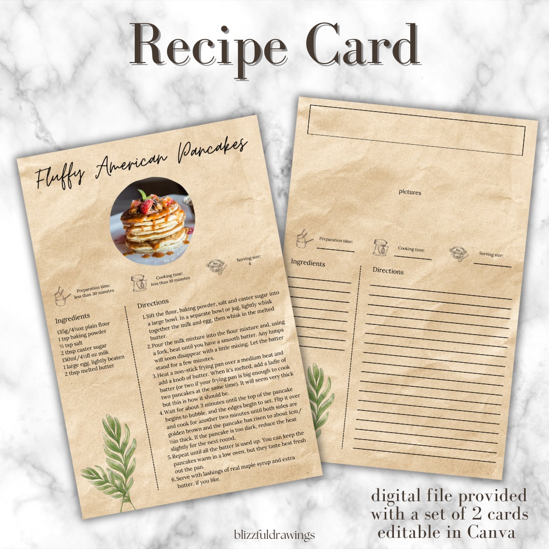 Recipe Card Template Handwritten Recipe Card Template 4x6 Editable and ...