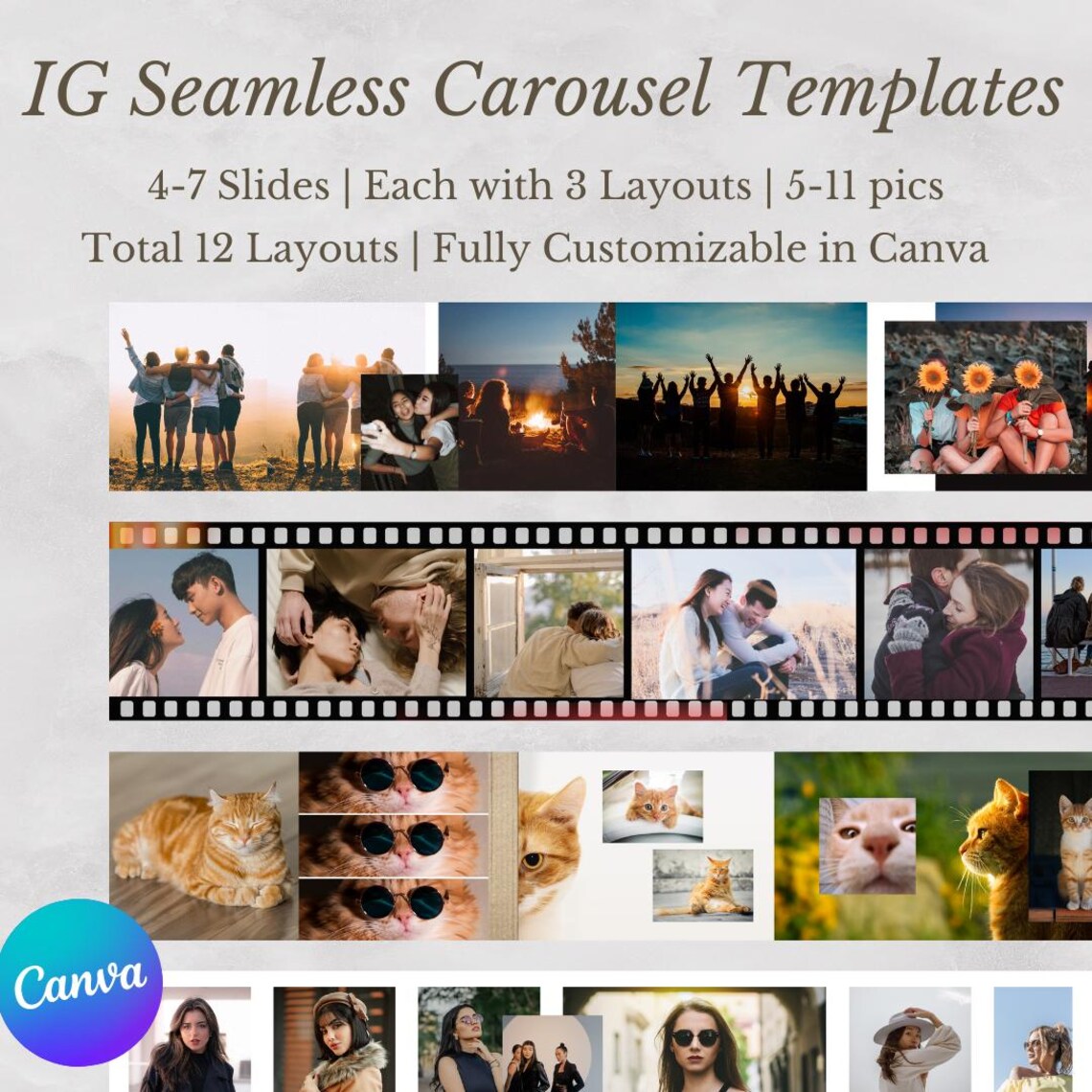 Instagram Seamless Carousel Template Canva Social Media Templates ...