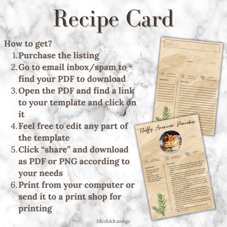Recipe Card Template Handwritten Recipe Card Template 4x6 Editable and ...