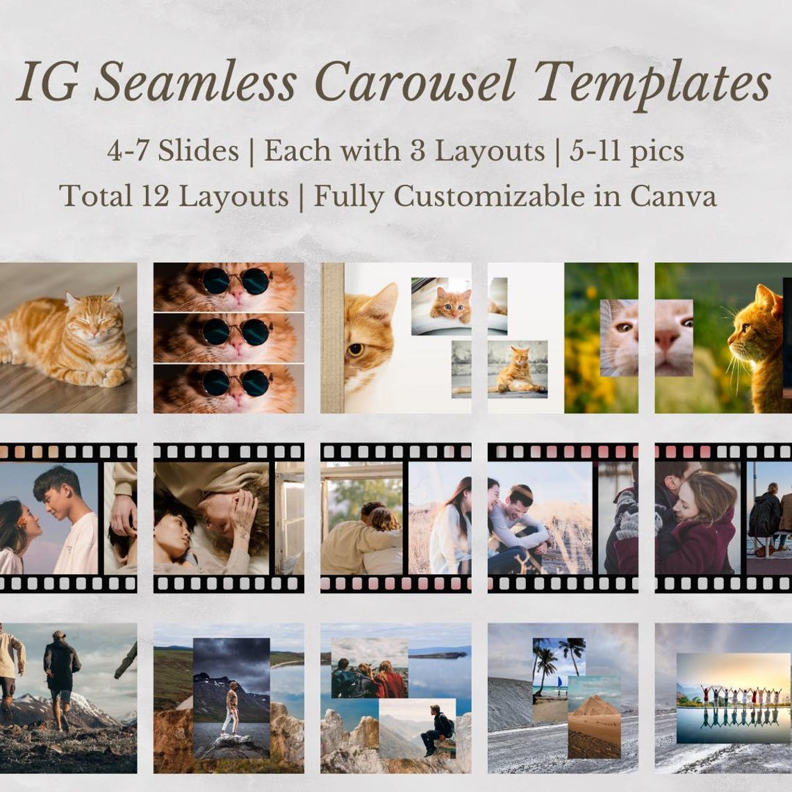 Instagram Seamless Carousel Template Canva Social Media Templates ...