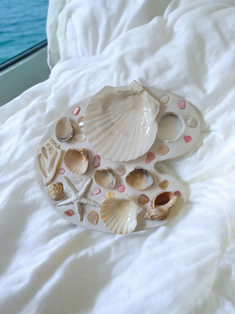 Handmade Seashell Paint Palette | Mermaid Artist Mixing Tray, Mosaic ...