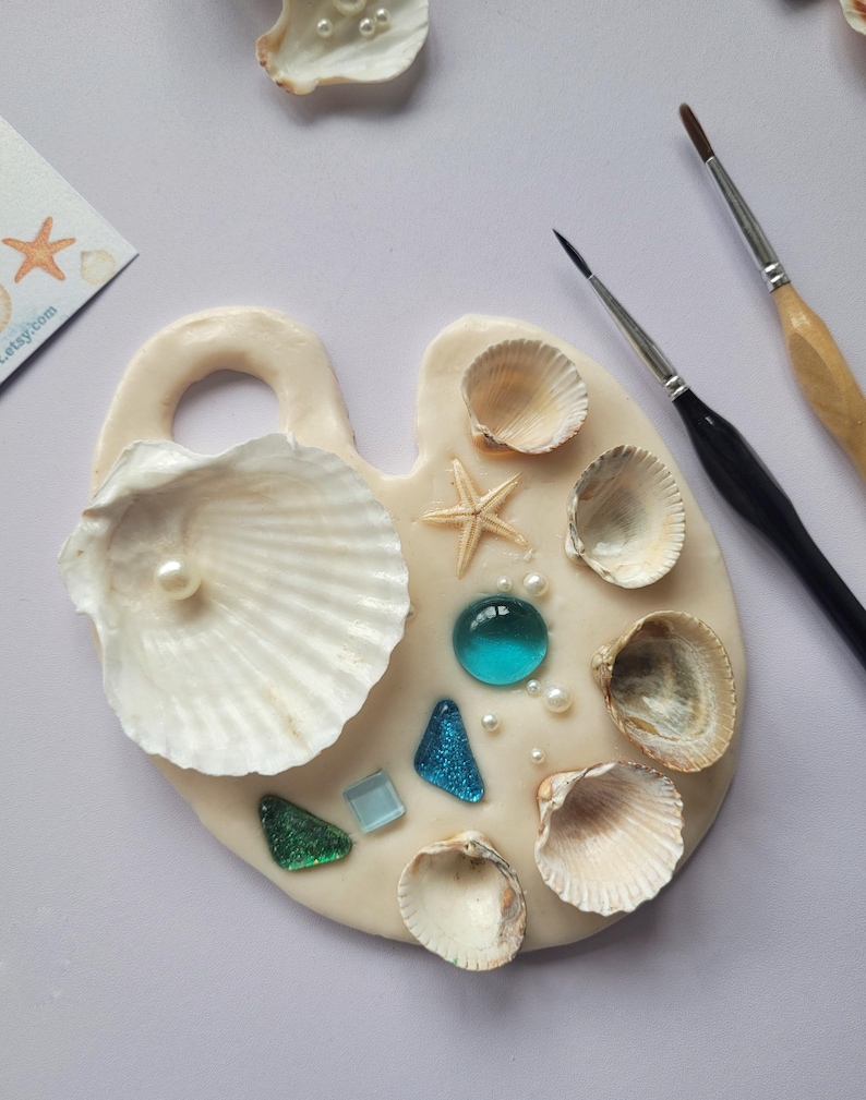 Seashell Paint Palette, Mermaid Art Tray for Watercolors, Sea Glass ...