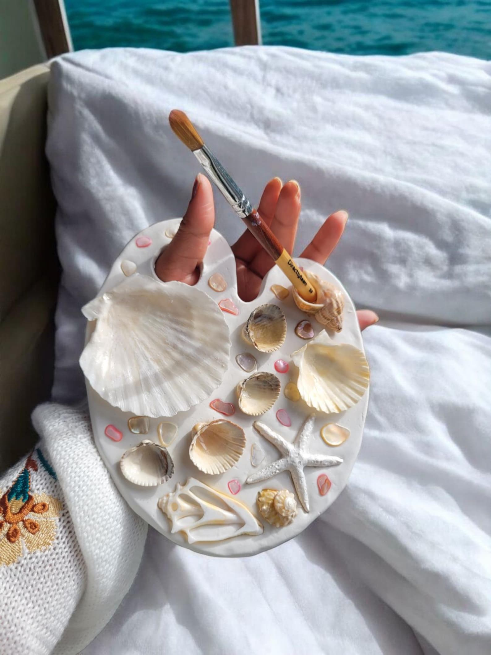Handmade Seashell Paint Palette | Mermaid Artist Mixing Tray, Mosaic ...