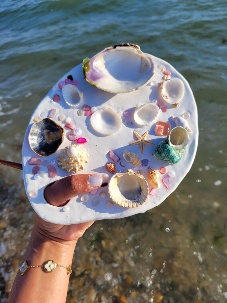 Seashell Watercolor Palette, Mermaid Art Mixing Tray, Ocean Theme ...