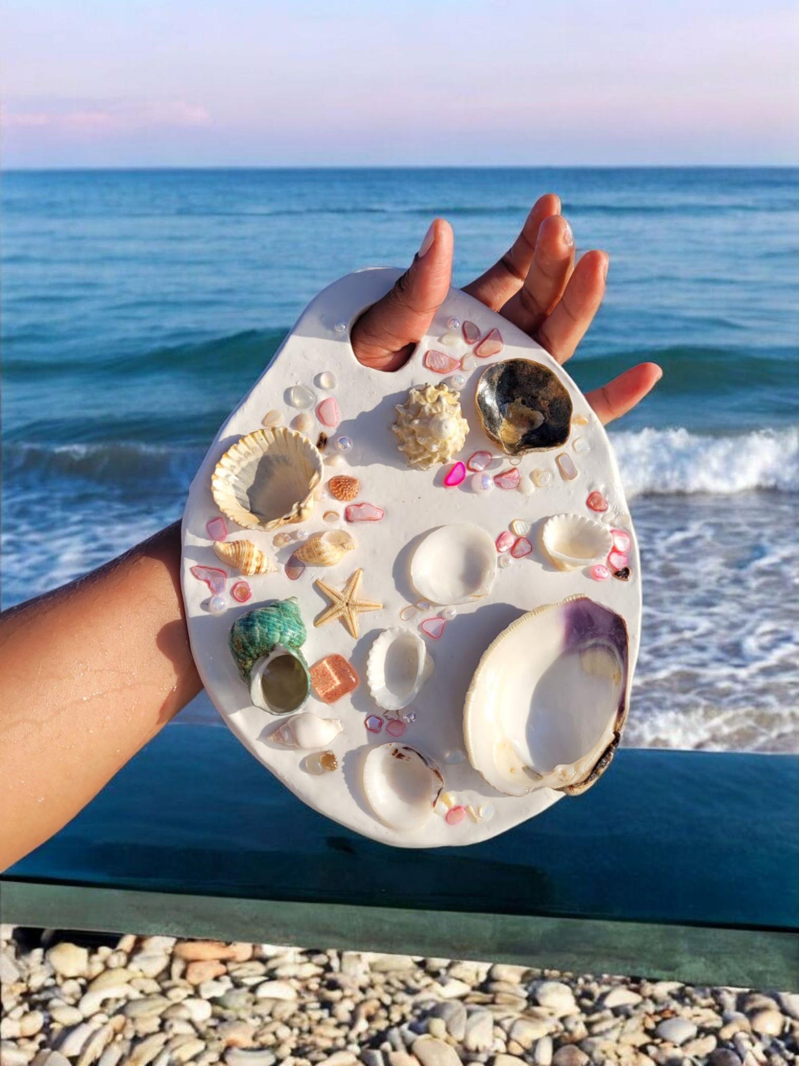 Seashell Watercolor Palette, Mermaid Art Mixing Tray, Ocean Theme ...