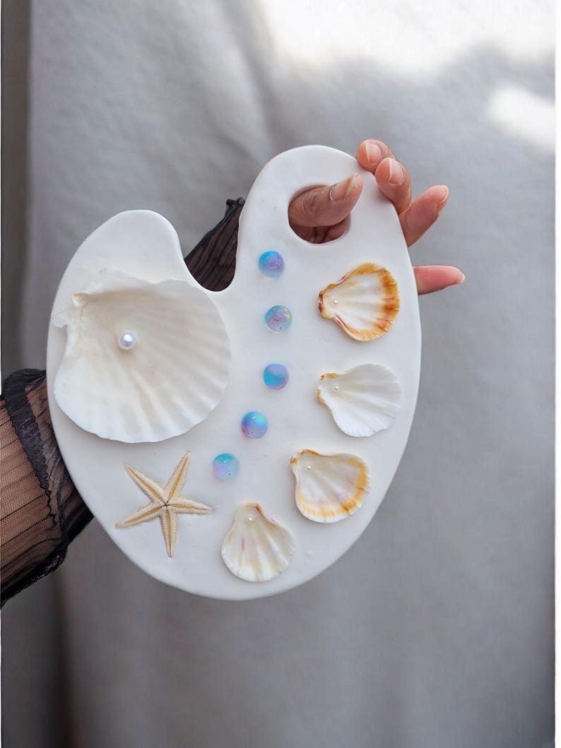 Seashell Paint Palette for Watercolor, Mermaid Art Palette, Mosaic ...