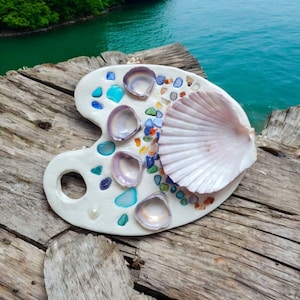 Seashell Paint Palette for Watercolor, Mermaid Art Tray, Sea Glass ...