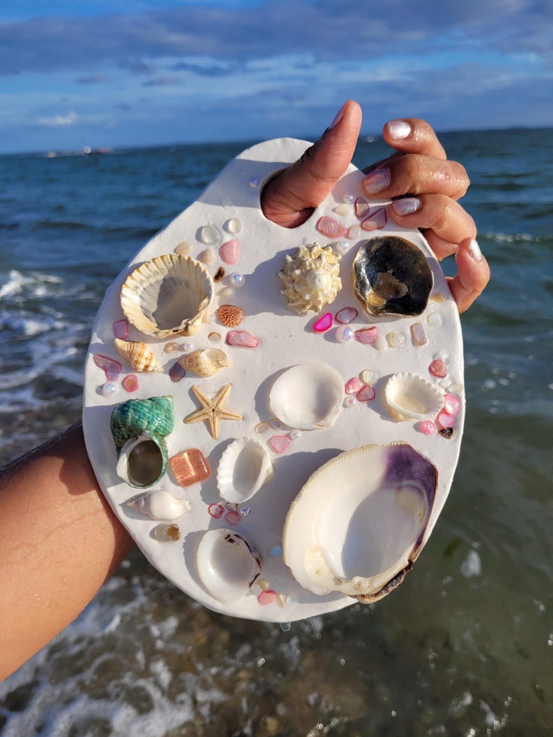 Seashell Watercolor Palette, Mermaid Art Mixing Tray, Ocean Theme ...