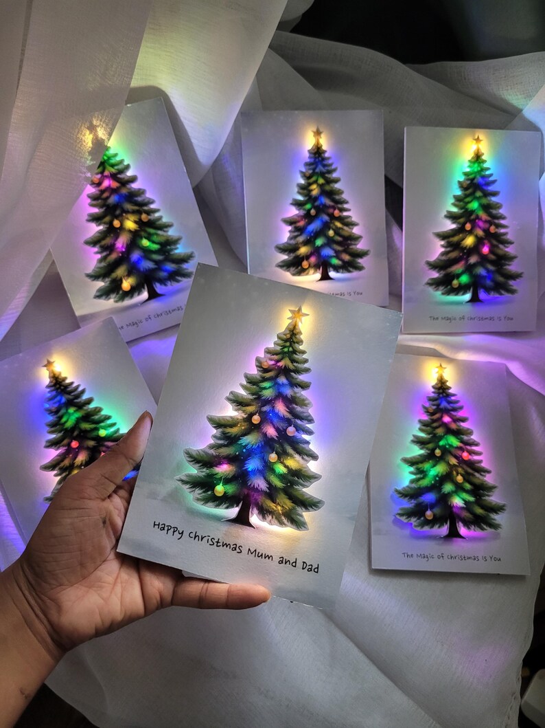 Personalized Light up Christmas Card: LED Light up Tree, Custom Luxury ...