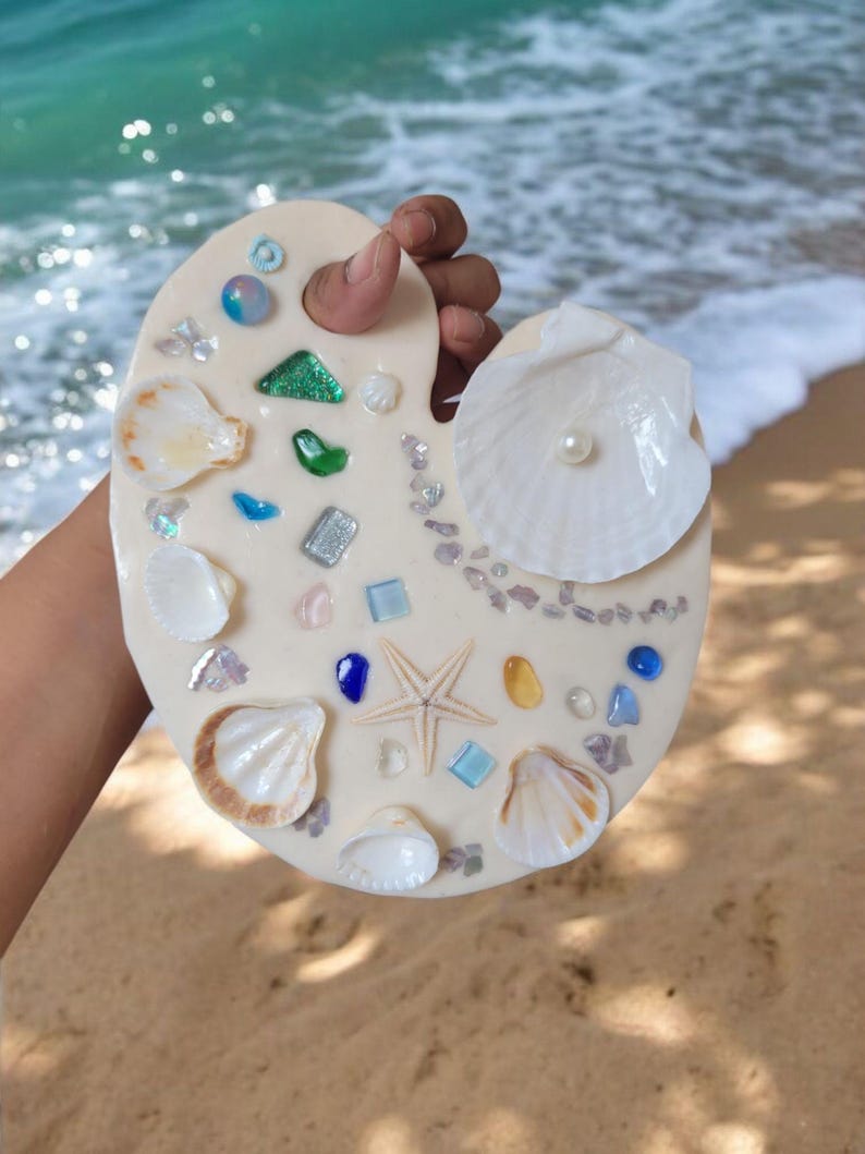 Seashell Paint Palette for Watercolor, Mermaid Art Tray, Sea Glass ...