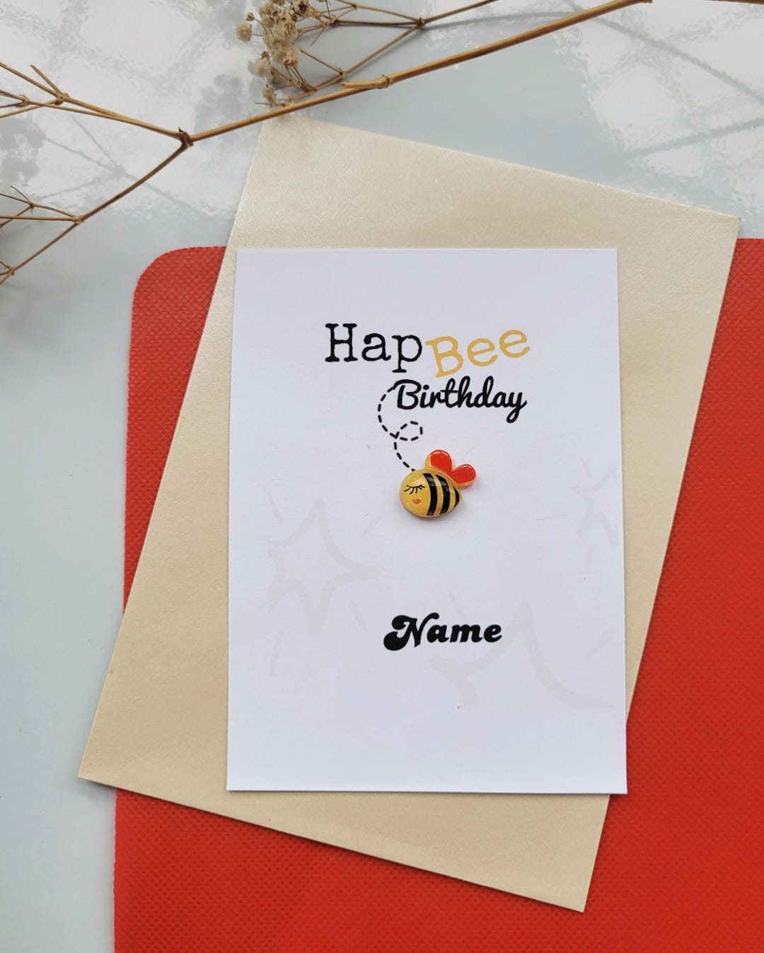 Personalised Name Birthday Greeting Card Bumble Bee Wish Cute Handmade ...