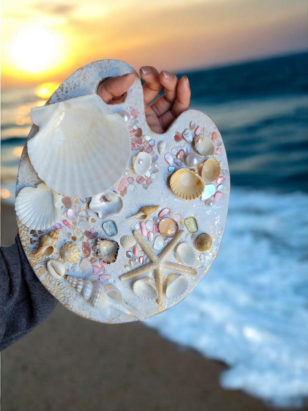 Seashell Paint Palette, Handmade Mermaid Paint Mixing Tray, Unique ...